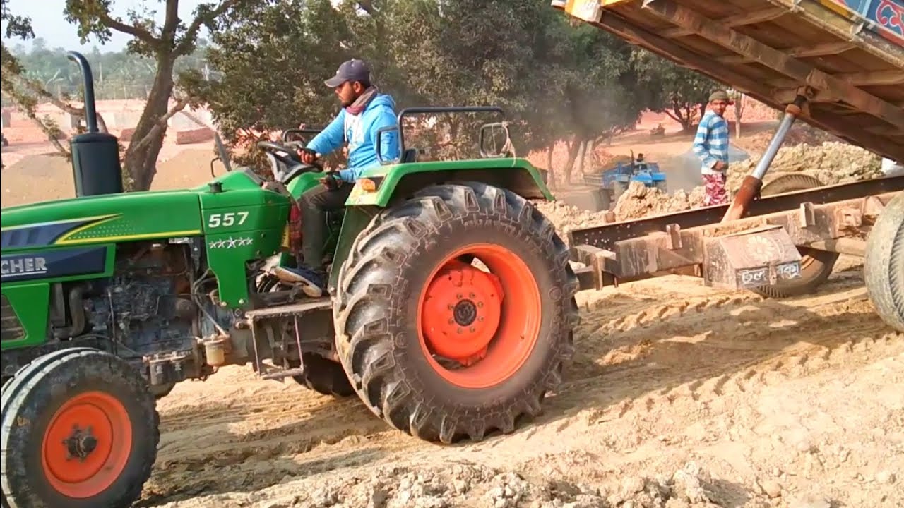 Eicher 557 | River Sand Loading and Unloading From Tractor Digital ...