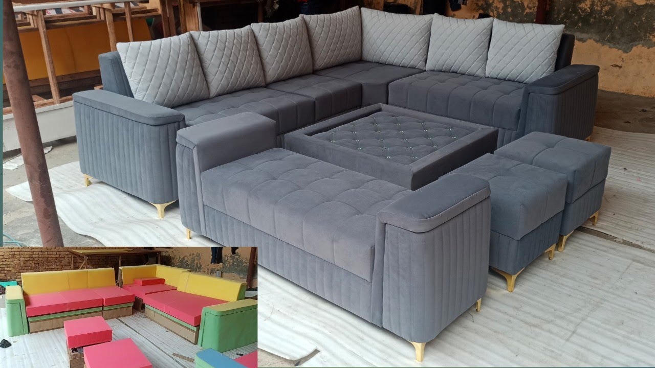 How to make simple corner design sofa set making full process sofa ...