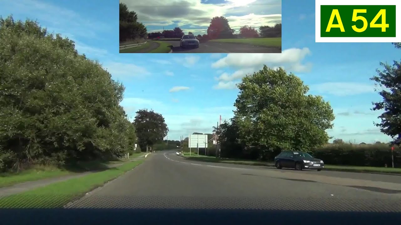 A54 - M6 J18 to Holmes Chapel - Front View with Rearview Mirror - YouTube