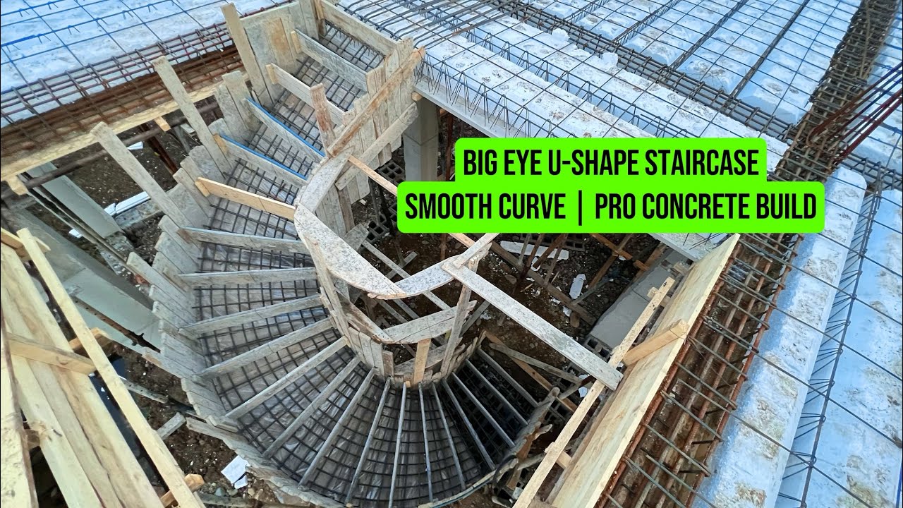 U-Shape Staircase with Large Eye | Smooth Curve Concrete Stair ...