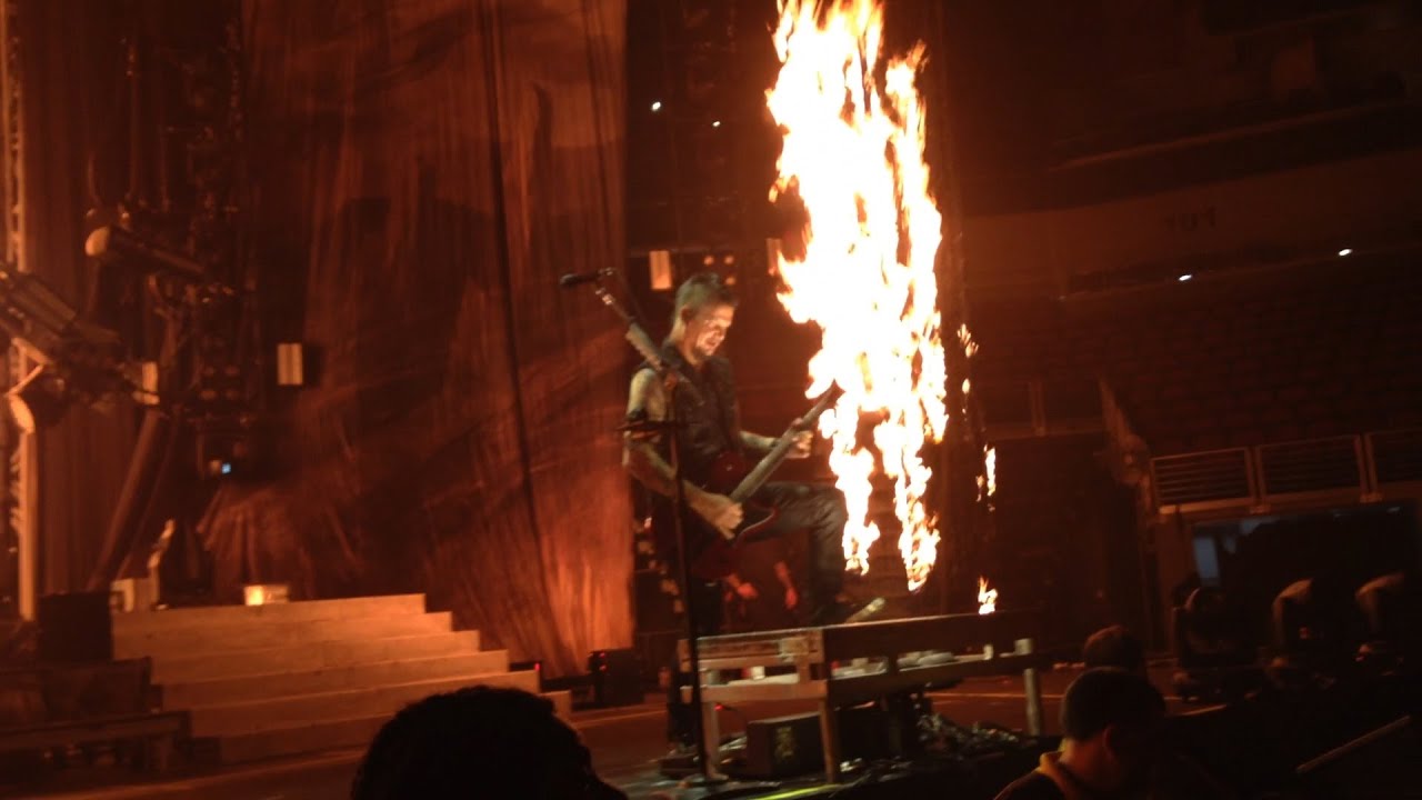 Stage catches fire during Disturbed show! - YouTube