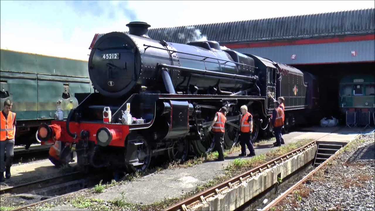 Black 5 45212 inside Barry Rail Centre for service & more - YouTube