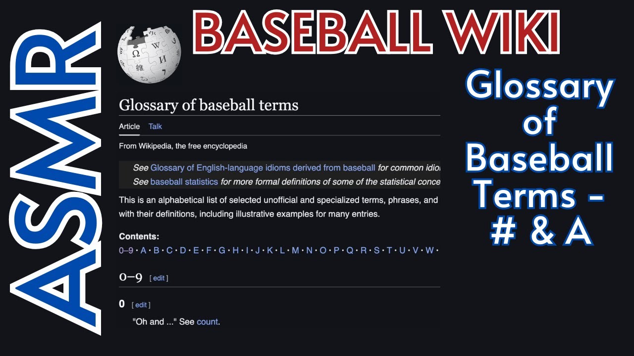 [ASMR] Glossary of Baseball Terms - # & A (soft spoken male voice) - YouTube