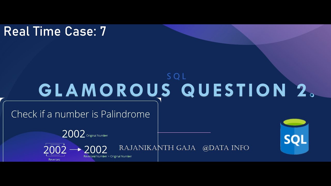 REAL TIME CASE 7 : Glamorous Question 2 #sql #database #shorts - YouTube