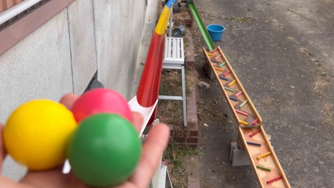 Marble Run Race ASMR ☆ Gutter Slope & Colorful Big Ball & Water Sound ...
