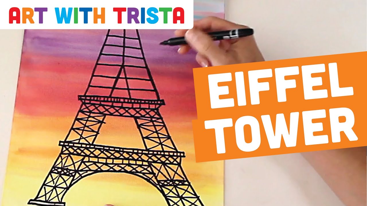 How To Draw the Eiffel Tower at Sunset Art Tutorial - Art With Trista ...