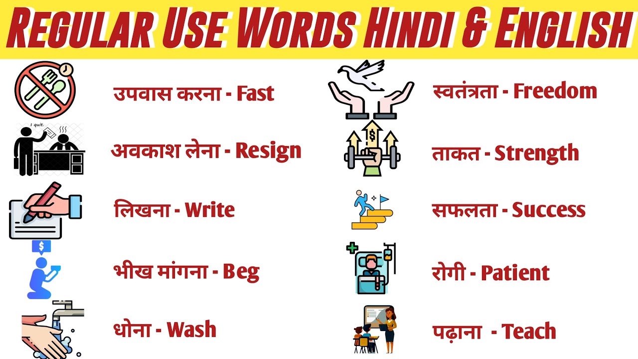 Regular Use Words In Hindi And English || Daily Use Words || Part - 7 ...