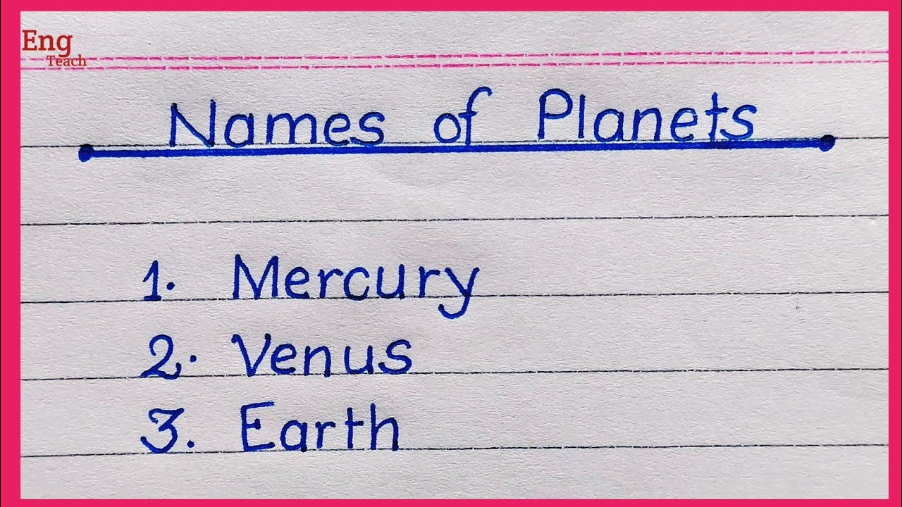 Name of Planets | Planet name | Solar System planets name | Handwriting ...