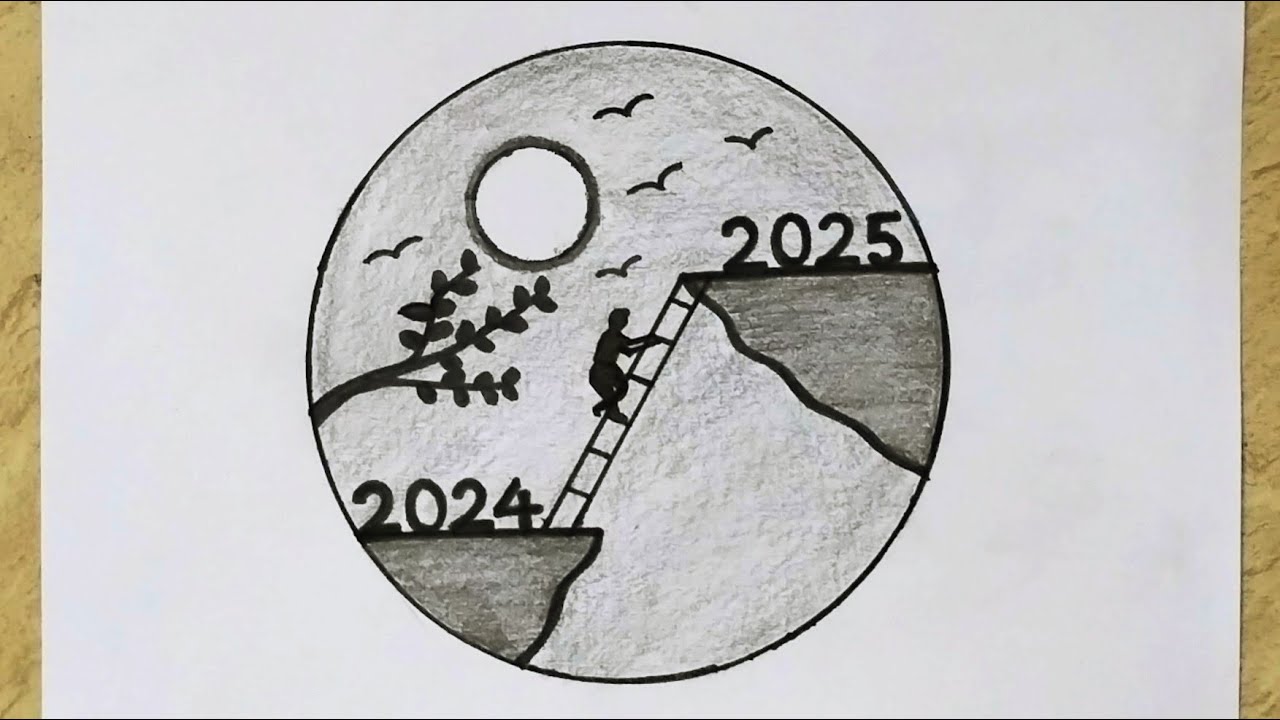 New year 2025 drawing // Easy Happy New year drawing // New year 2025 ...