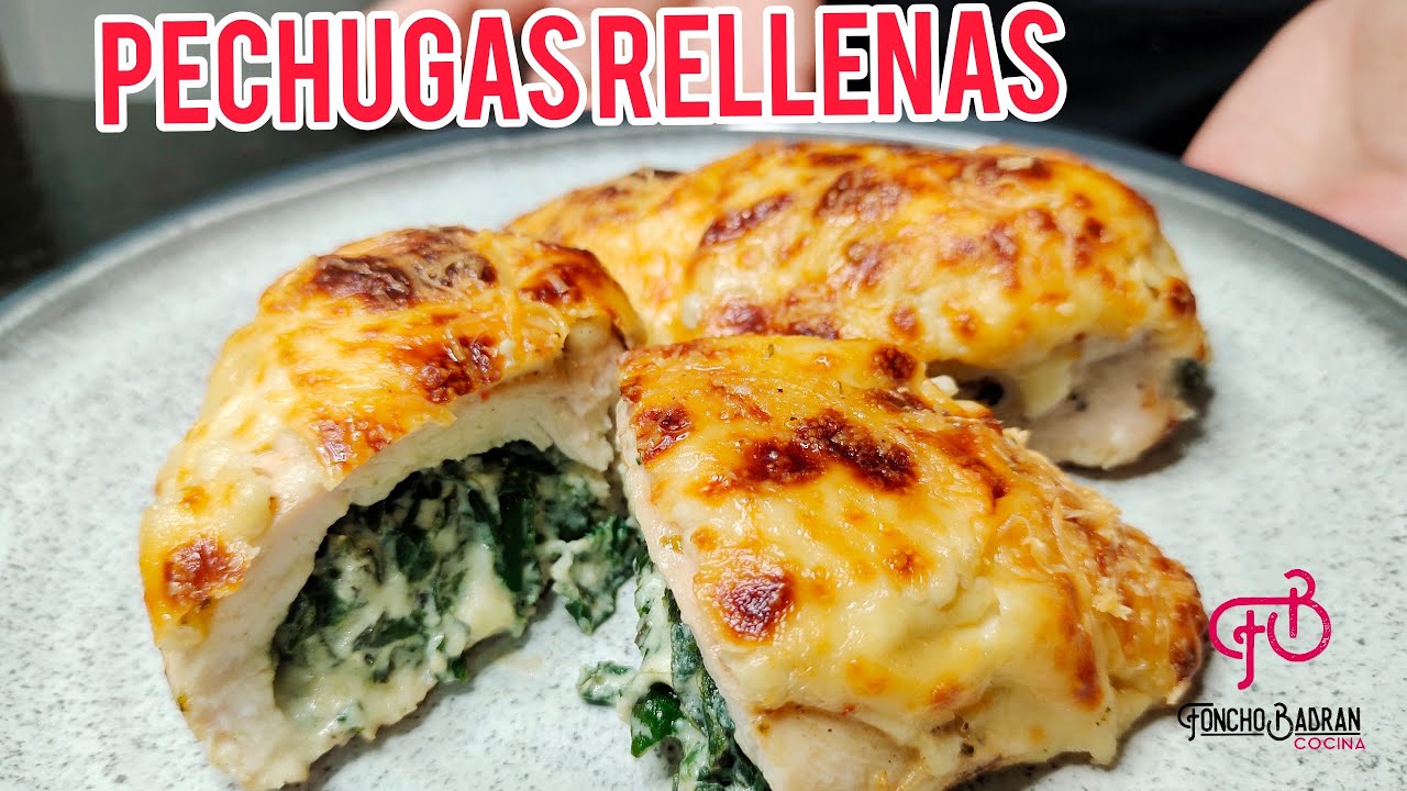 cómo preparar pechugas rellenas de espinaca y quesos - YouTube