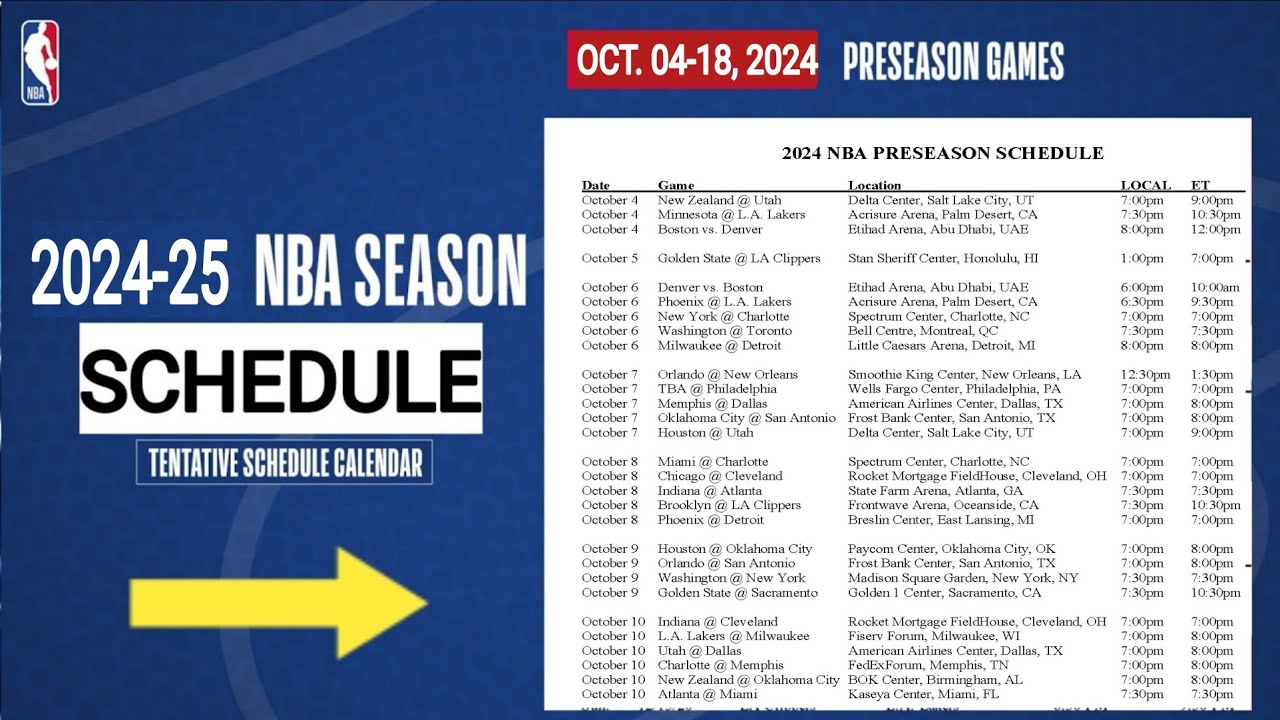 NBA preseason schedule: Key dates as 2024-25 regular season rapidly ...