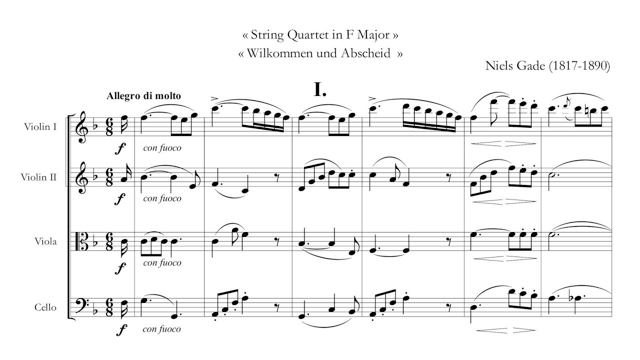 Niels Gade – String Quartet in F major, "Willkommen und Abschied" - YouTube