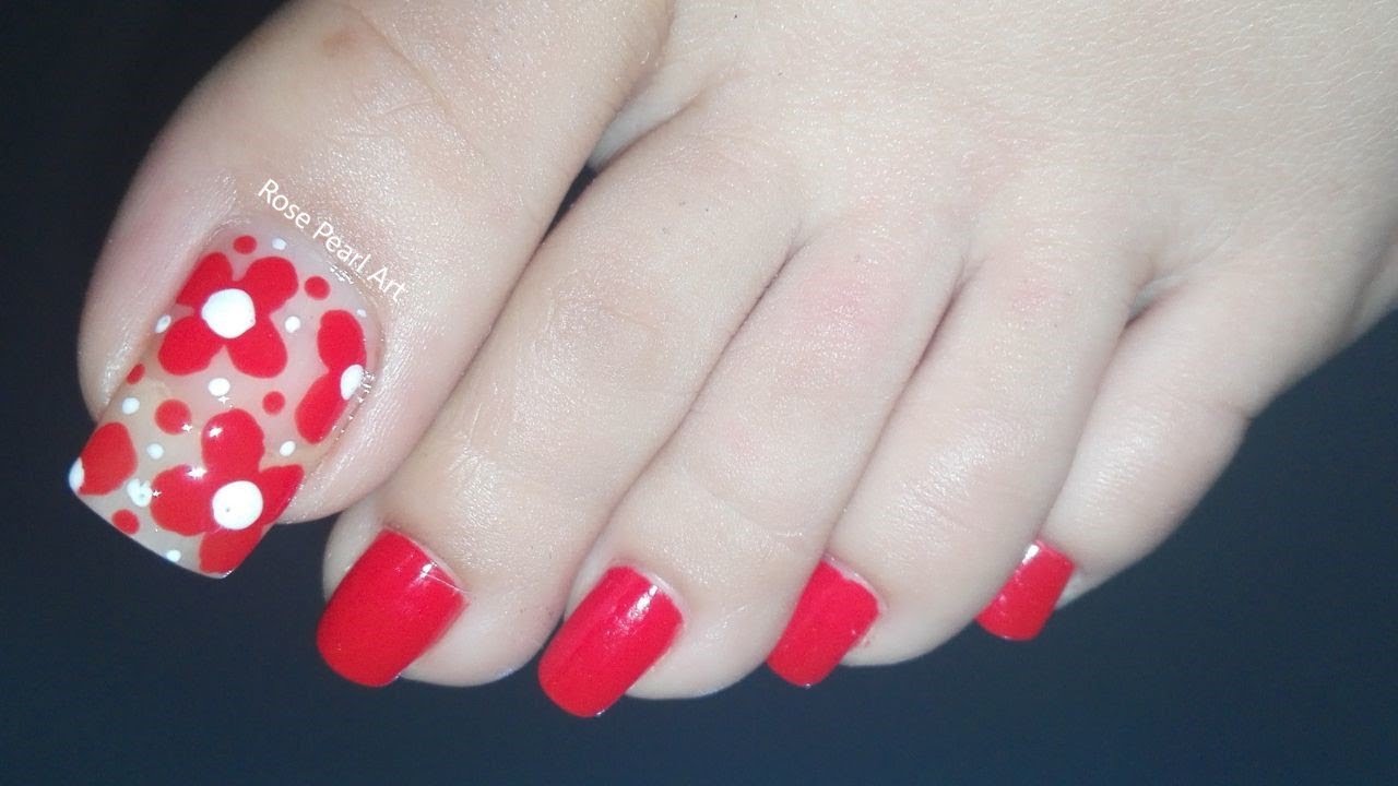 Negative Space Flower Nail Art Tutorial- Toe Nail Art Design | Rose ...