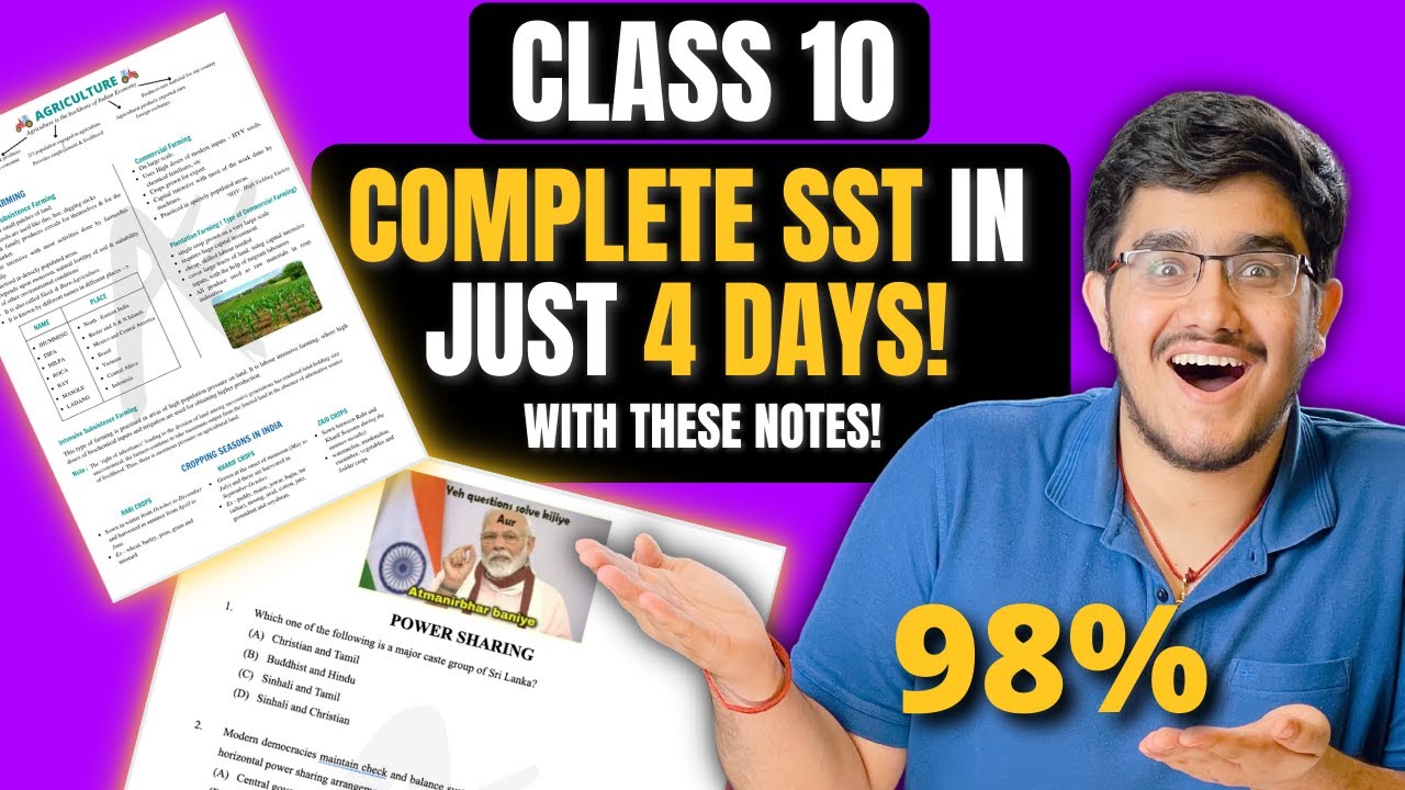COMPLETE SST IN 4 DAYS ! | Class 10 | Board Exam | TERM 1| Social ...