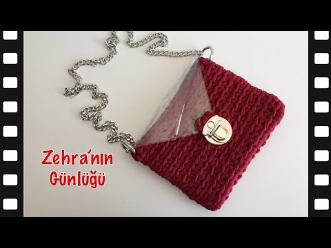 Penye İp ve muşamba ile kolay çanta yapımı -Clutch  çanta