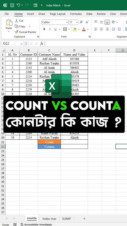 COUNT Vs COUNTA Formula in Excel #excel #exceltips #exceltutorial #msexcel - YouTube