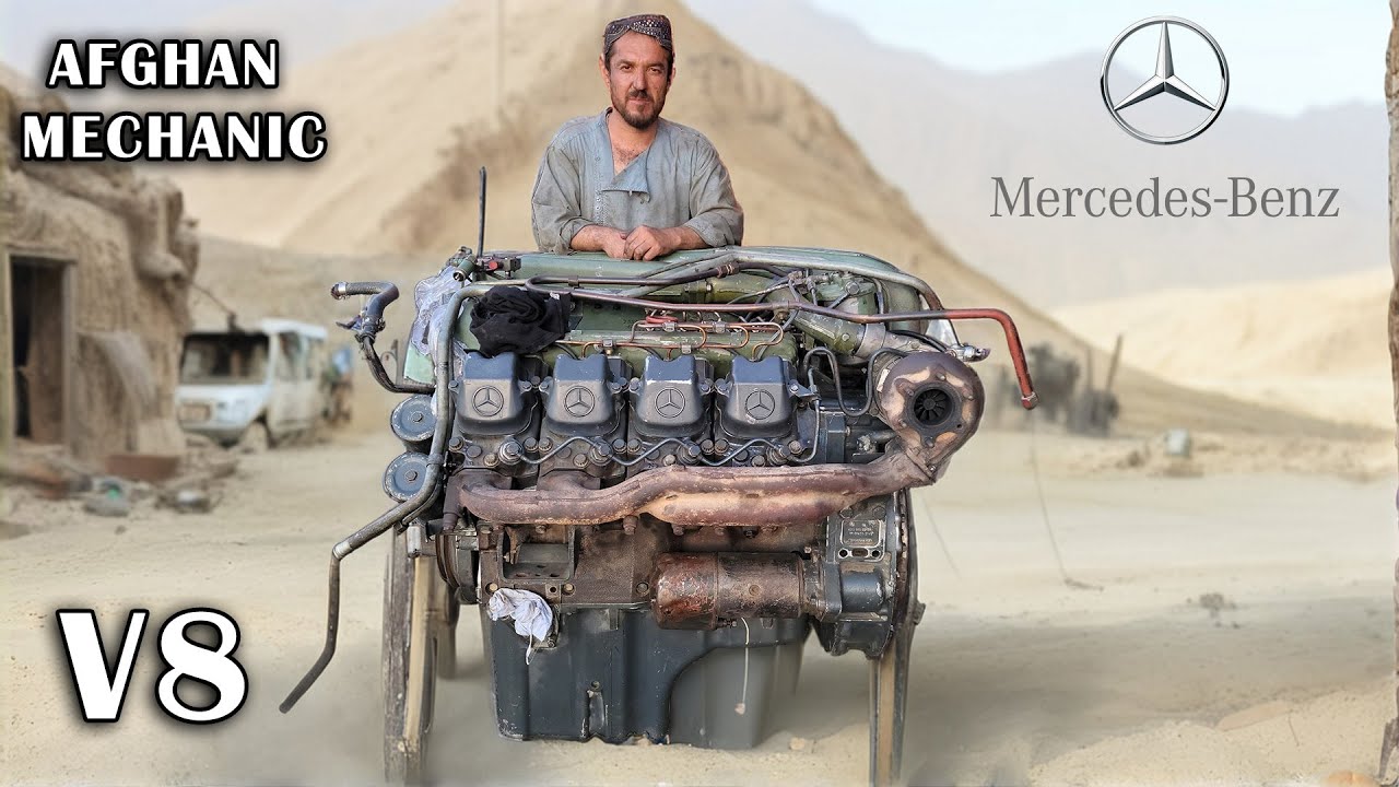 Afghan Mechanic Assembling Mercedes V8 Engine with basic Tools - YouTube