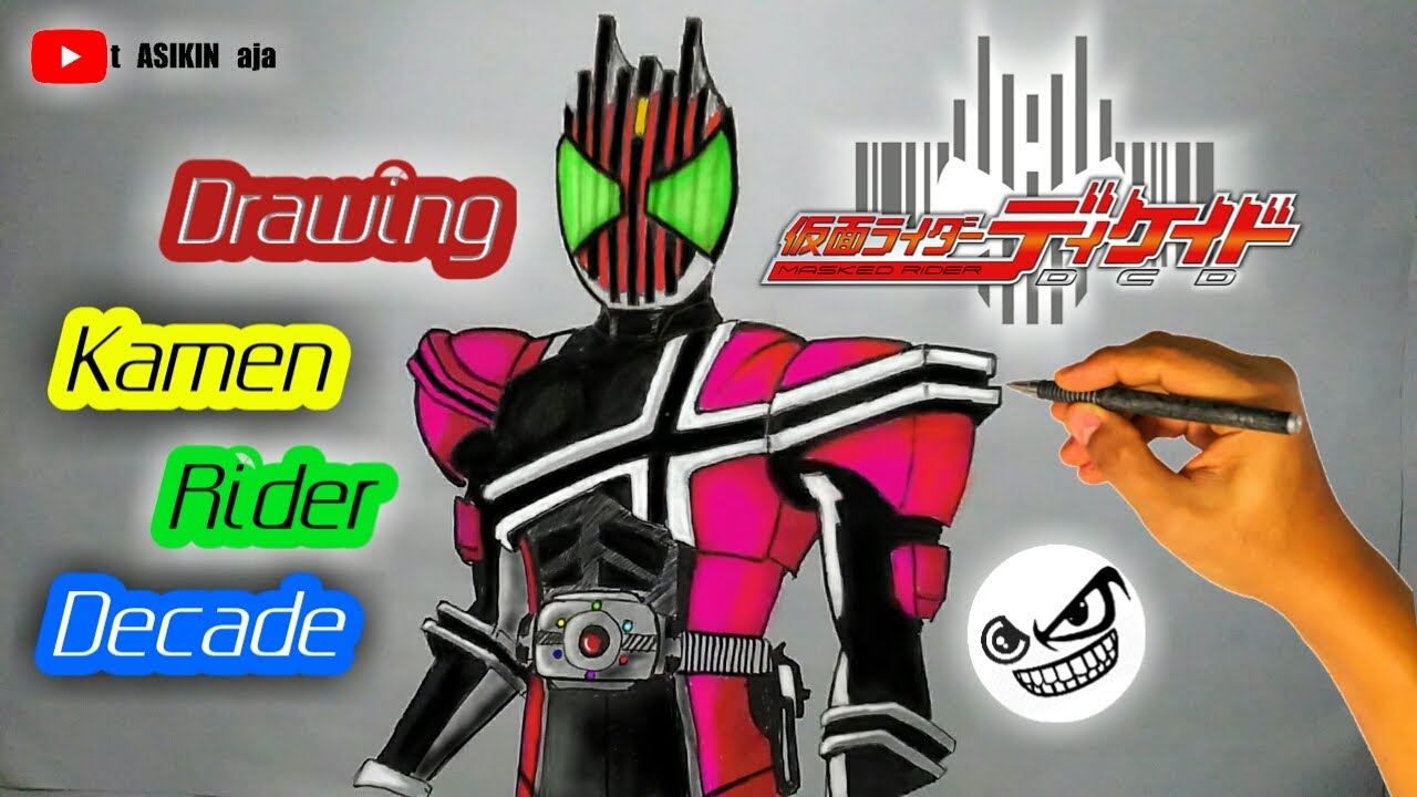 How to draw kemen rider decade ( menggambar kamen rider) - YouTube