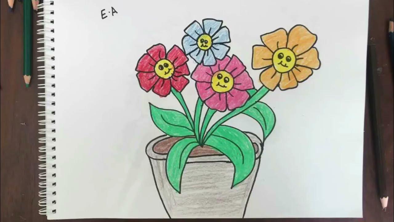 رسم ورد بطريقه سهله وبسيطه Garden ورد Flower رسم فازه ورد بسهوله رسومات رسمسهلللمبتدئين
