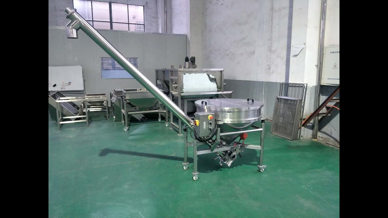 Angle adjustable inclined screw conveyor - YouTube