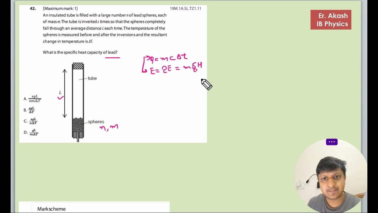 An insulated tube is filled with a large number n of lead spheres, each of mass m. The tube is ...