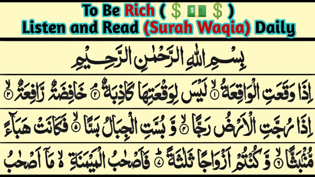 Surah Al-Waqiah Full | Surah Al Waqiah beautiful recitation | Full With ...