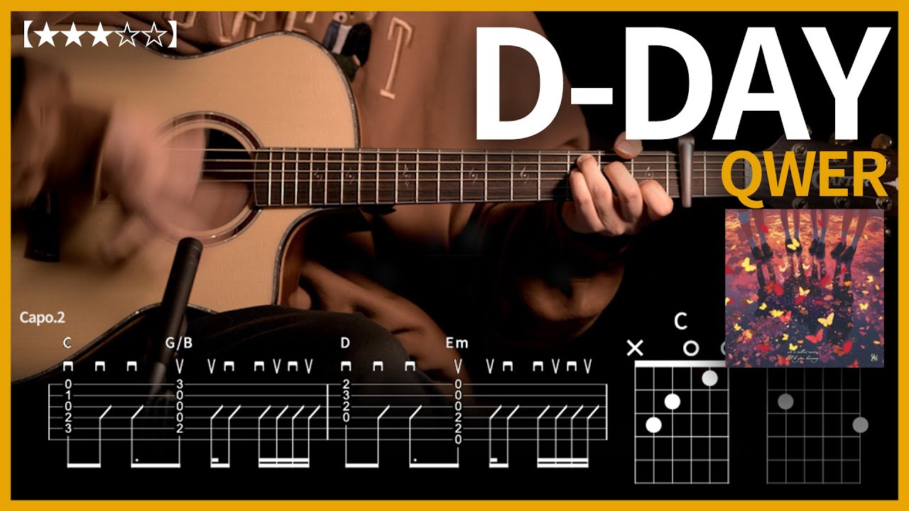 902.QWER - D-DAY 기타커버【★★★☆☆】 | Guitar tutorial 【TAB譜】 - YouTube