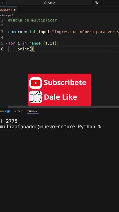 Tabla de Multiplicación con Bucle for en Programación | Python #VSCode #bucle #int #cadena #user ...