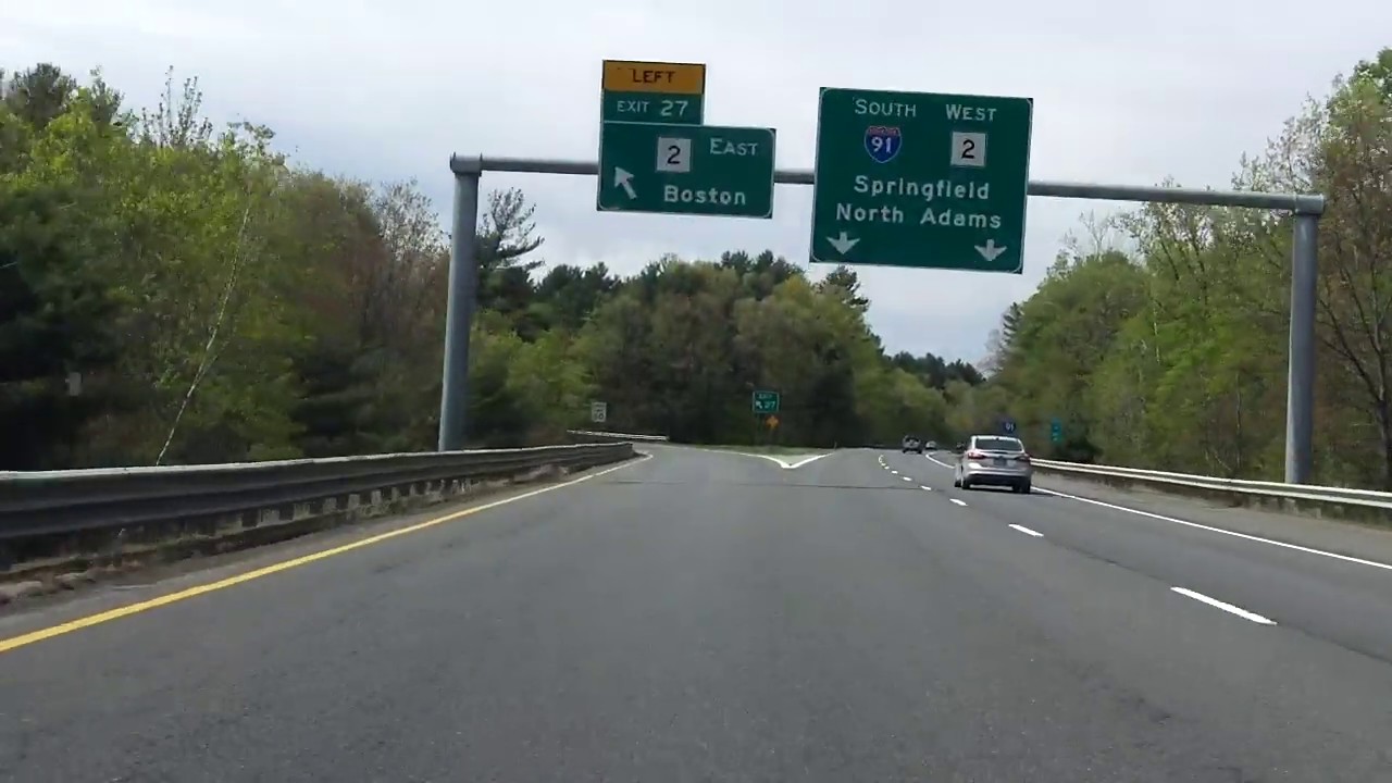 Interstate 91 - Massachusetts (Exit 27) southbound/inbound - YouTube