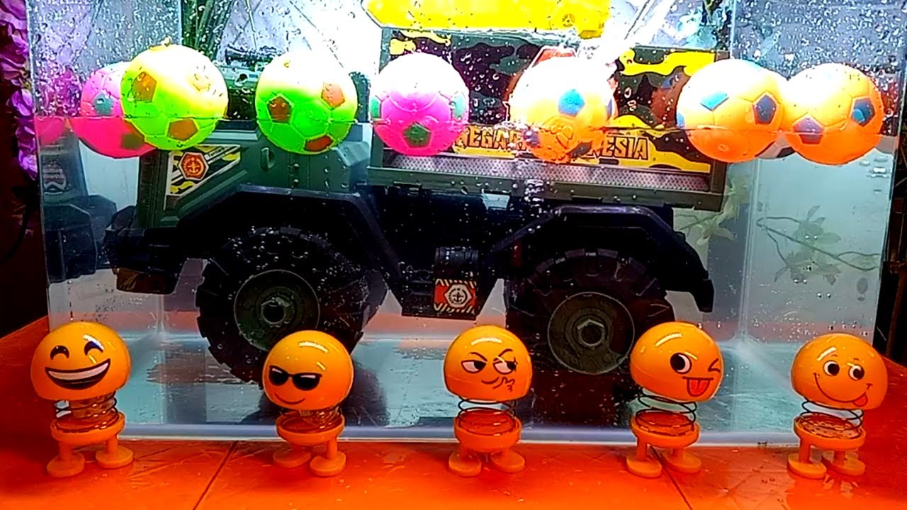 IKAN HIAS, MOBIL-MOBILAN,BOLA WARNA-WARNI DALAM AQUARIUM TERLIHAT ...