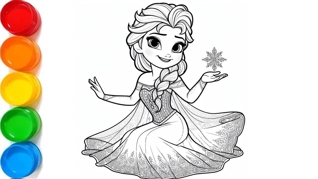 How To Draw Elsa From Disney - Cute Elsa Drawing For Kids - YouTube