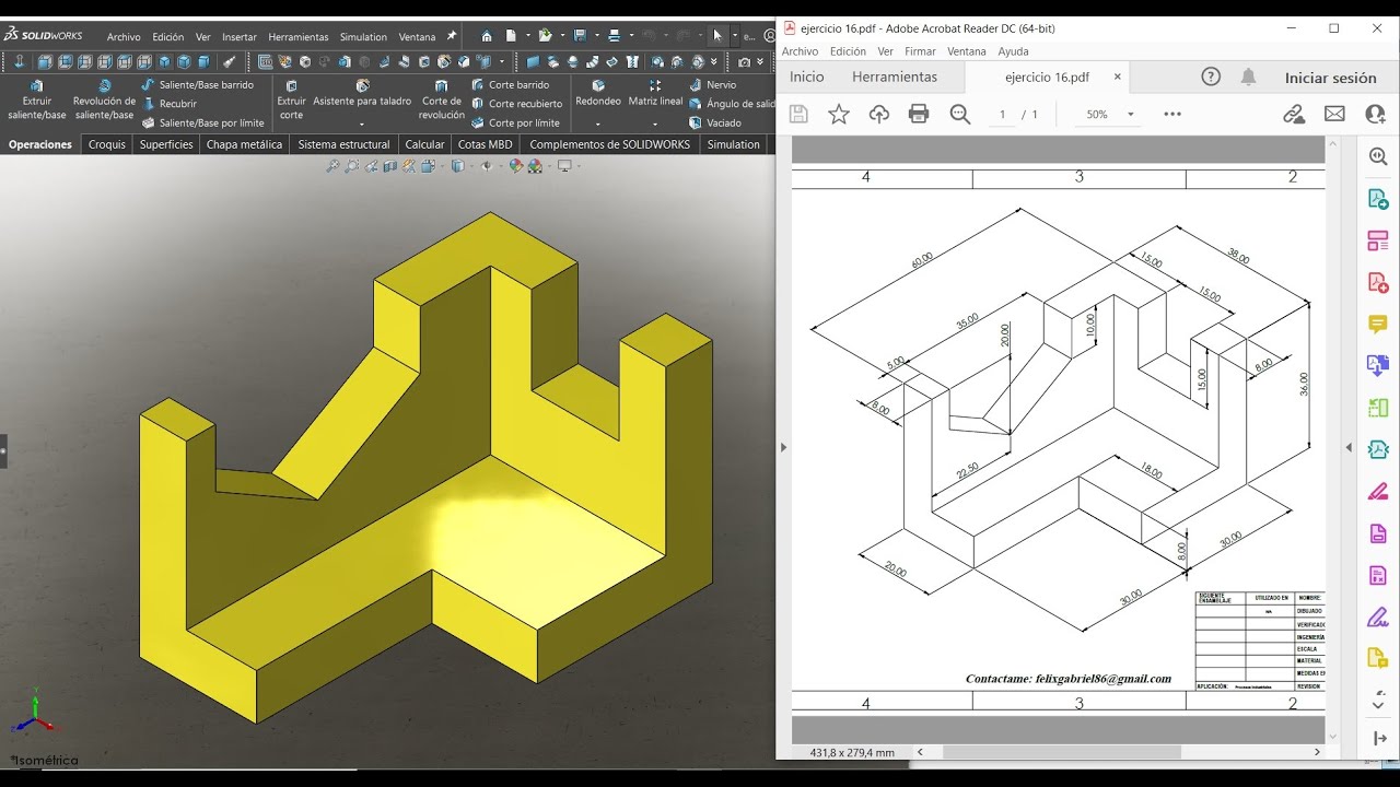 Tutorial de Solidworks Ejercicio 16 MODELAR PIEZAS MECANICAS - YouTube