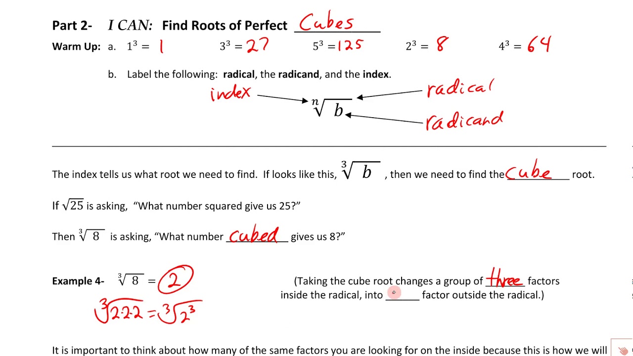 3.4 Roots of Perfect Cubes Part 2 - YouTube