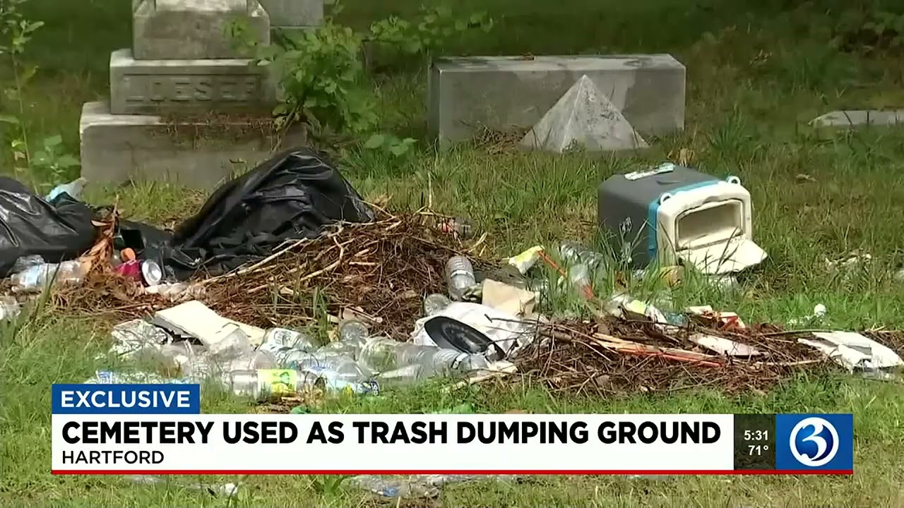 Cemetery in Hartford used as trash dumping ground - YouTube