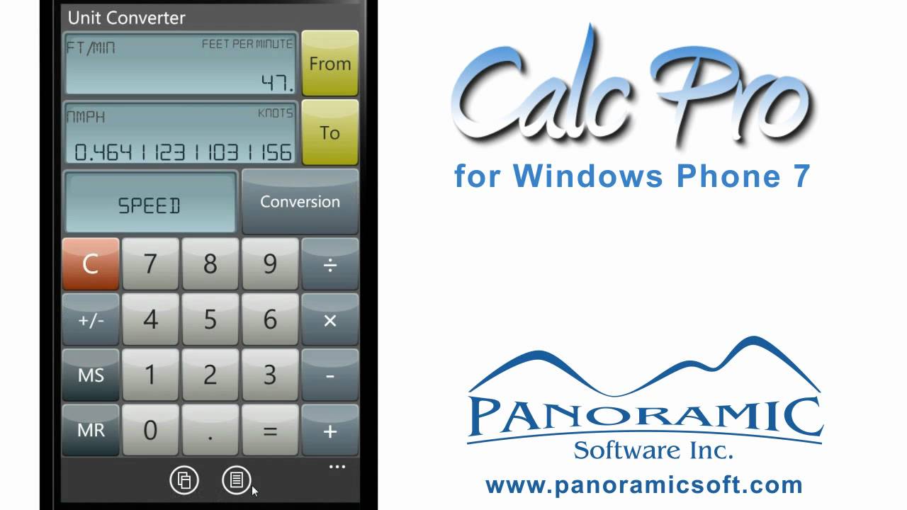 Calc Pro for Windows Phone 7 - Panoramic Software Inc. - YouTube