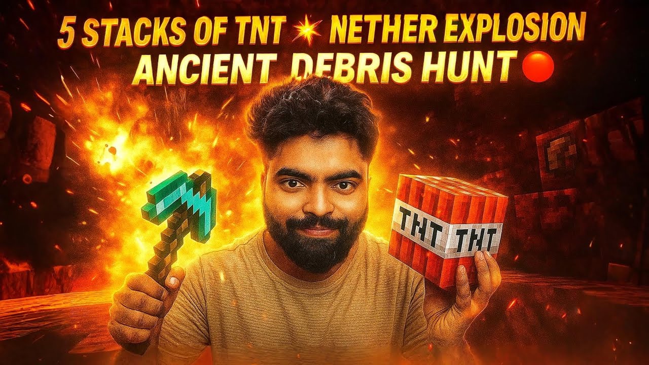 ⚔ MINECRAFT INSANE 5 STACK TNT 💣BLAST ⚡ | FASTEST ANCIENT DEBRIS HUNT 🌋 ...