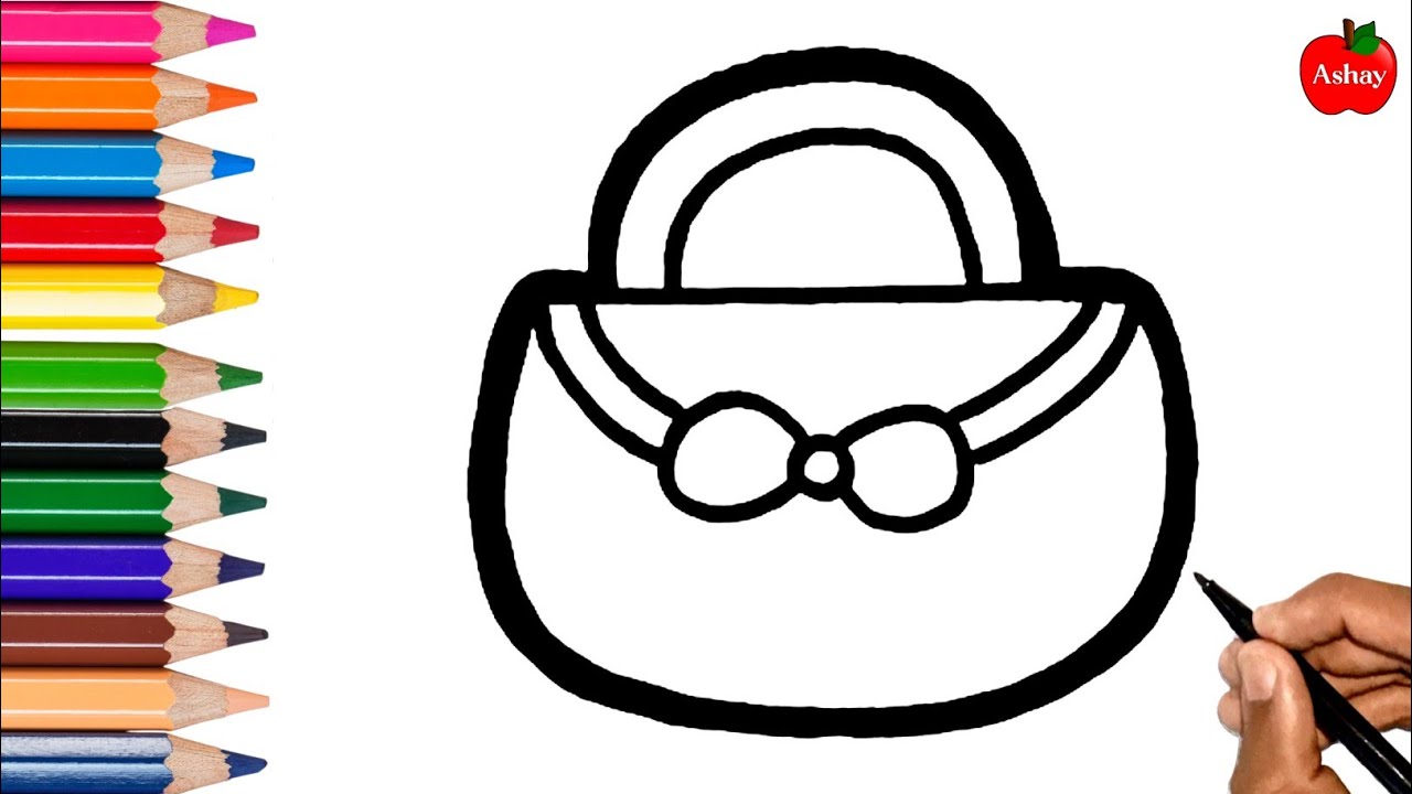 How to Draw a Hand Bag - Drawing and Coloring for Kids, Toddlers ...