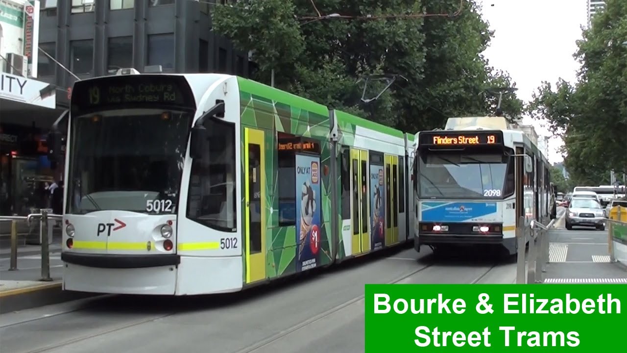 Trams at Bourke and Elizabeth Streets - Melbourne Transport - YouTube