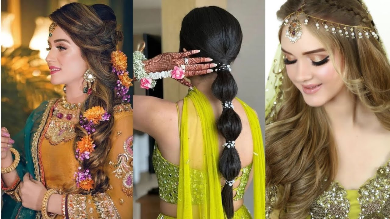 Mehndi Function Hair Styles 2024|Beautiful elegant Hairstyles for Girls ...