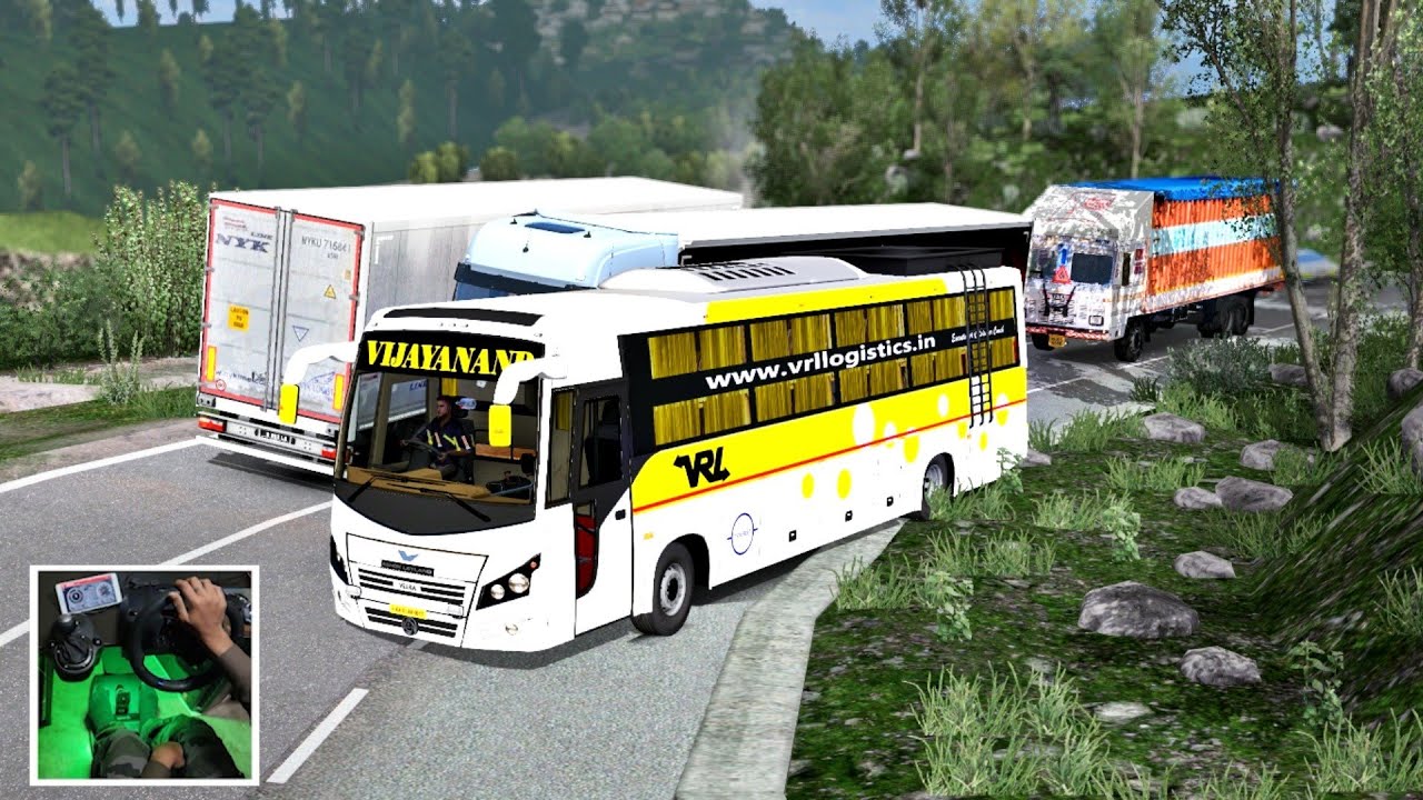 Veera V7 VRL bus driver struggle to cross accident spot | Logitech g29 ...