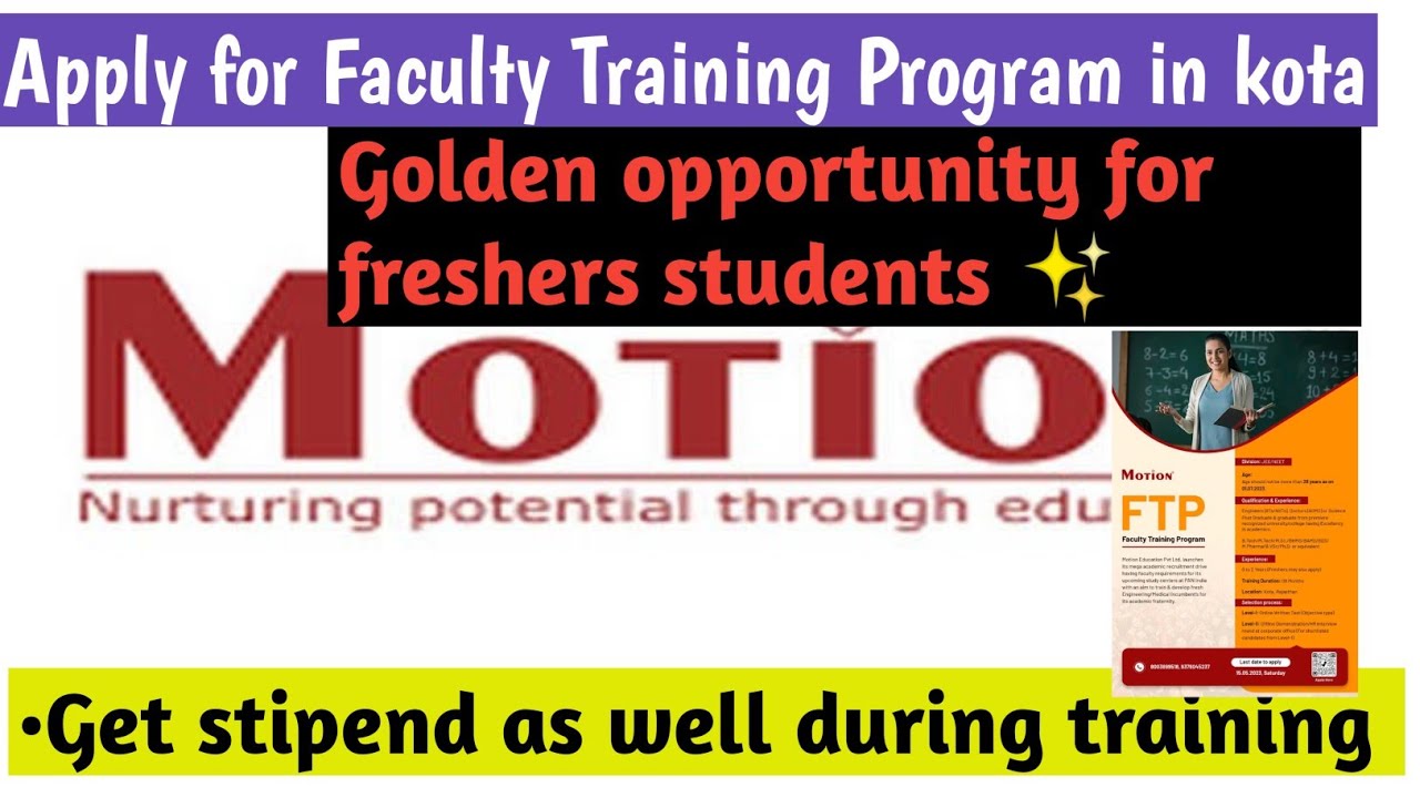 Mega recruitment in Motion|Faculty Training Program in kota|Freshers| JEE| NEET|Jobs in kota ...