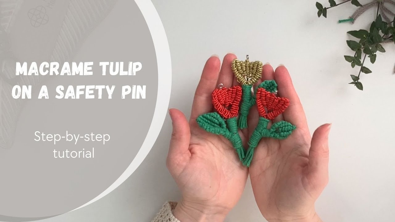 Macrame Tulip Tutorial 🌷 – Easy DIY Flower Pin for Spring Crafts - YouTube