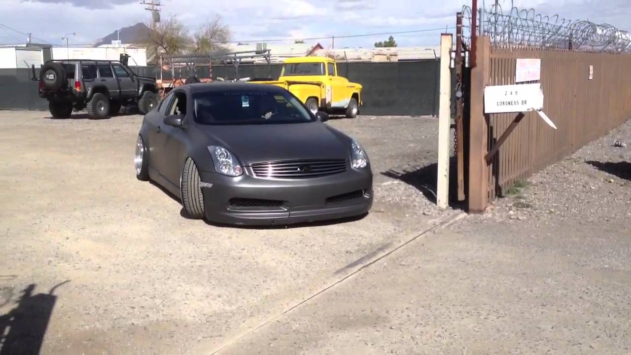 Slammed matte gray g35 on 19" steplip work vs-kf's pulling - YouTube