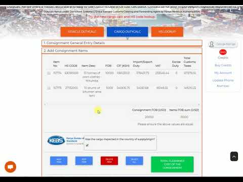 How to use the cargo duty calculator Kenya- Dutycalc Ke. - YouTube