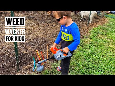FUN with Toy Weed Wacker Cutting Down Straw Weeds | Using the Leaf ...