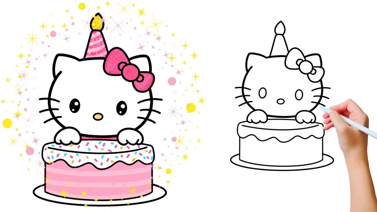 Create an ADORABLE HELLO KITTY Birthday Drawing in 5 Minutes! - YouTube