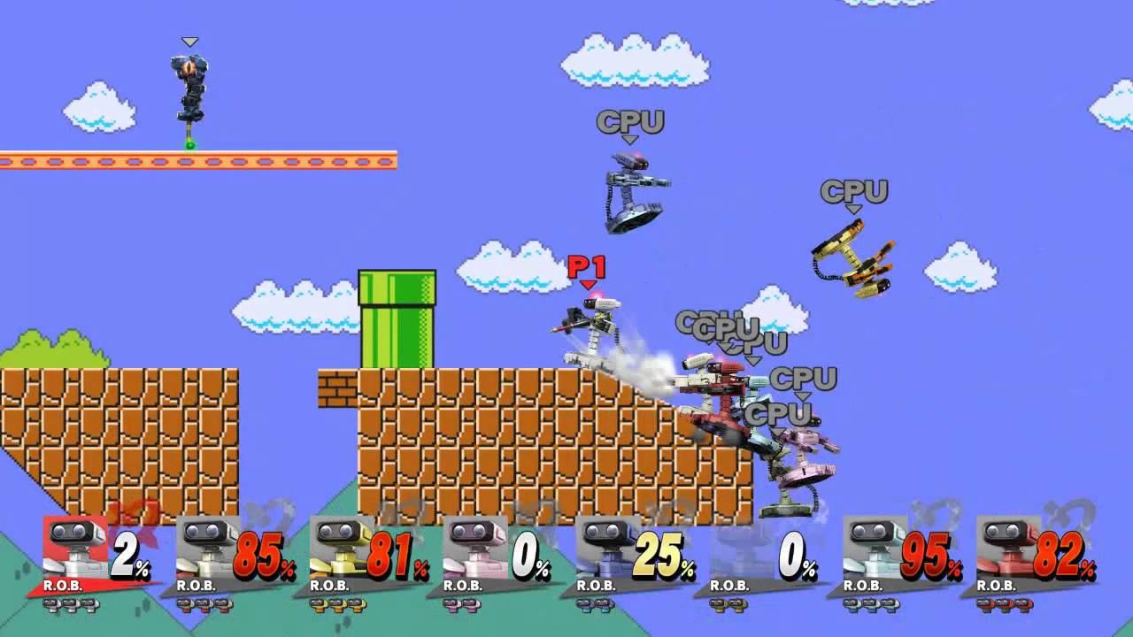 SSB4 - Super Mario Maker - 8 Player Smash - Stock - Normal Mode - R.O.B ...