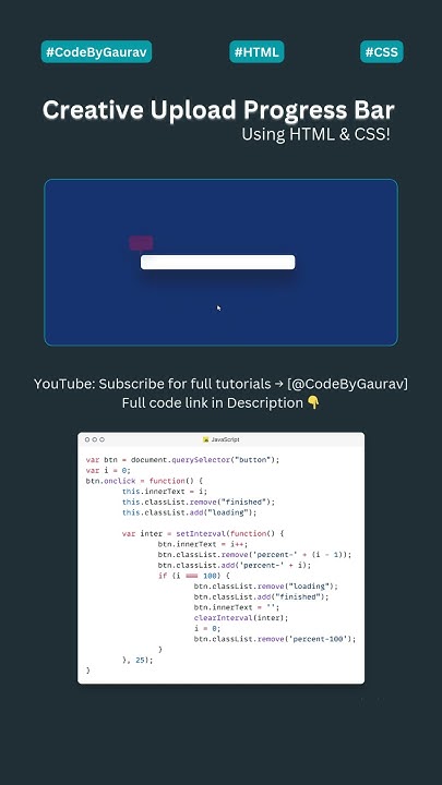 Smooth Upload Progress Animation Using Html And Css 🚀 Shorts Webdevelopment Webcoding Css