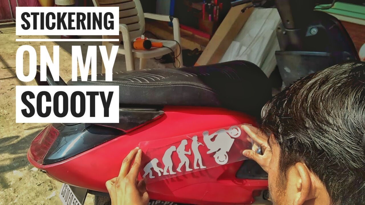 Scooty modification || Stickering on my scooty || AKS vlog || - YouTube