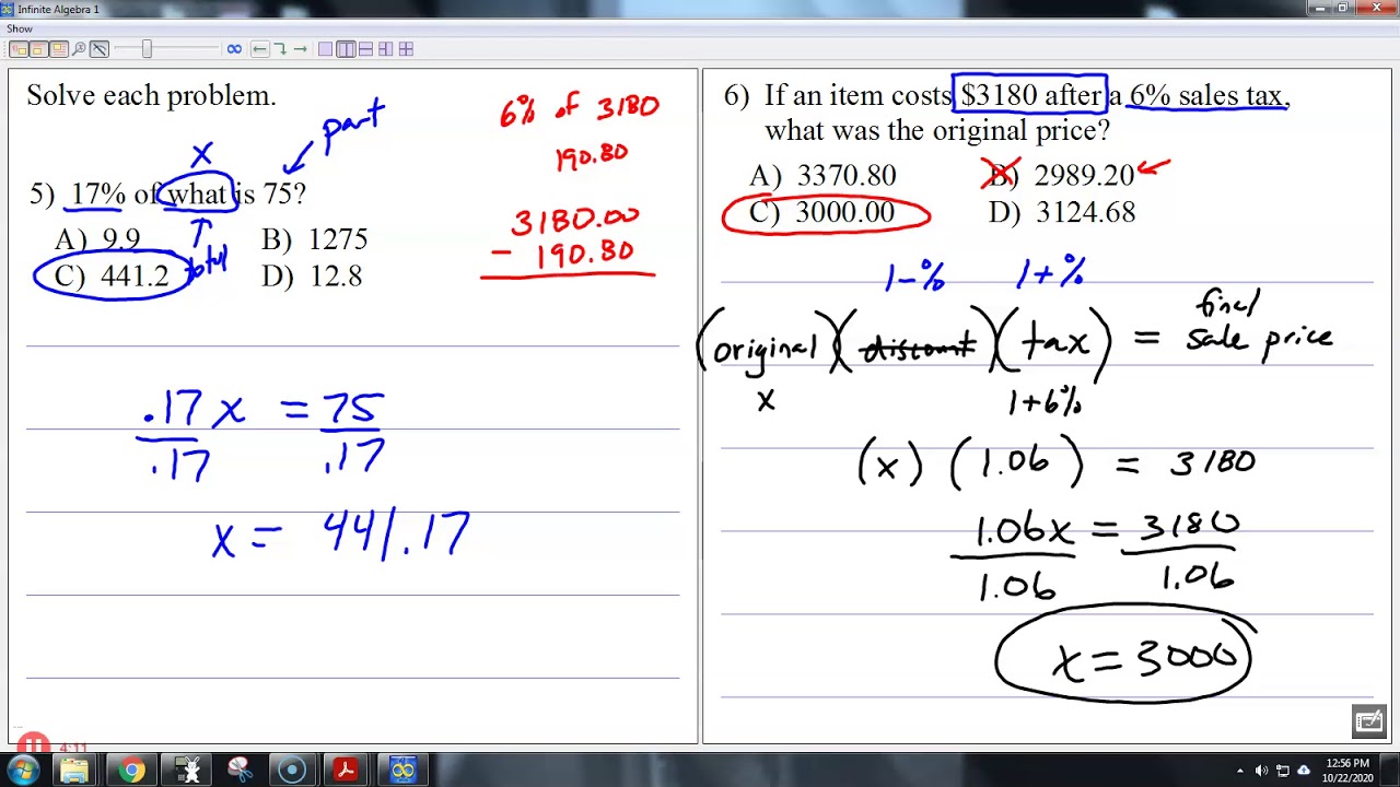 SAT Prep: Percent Test Review Part 1 - Percent Change, Tax, Tip, and ...